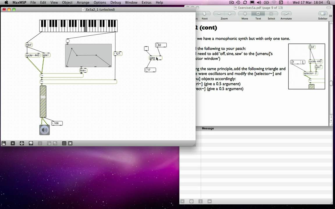 Max MSP Tutorial 05a5 Simple Synthesis—Alternative Oscillators & [selector~] [1]