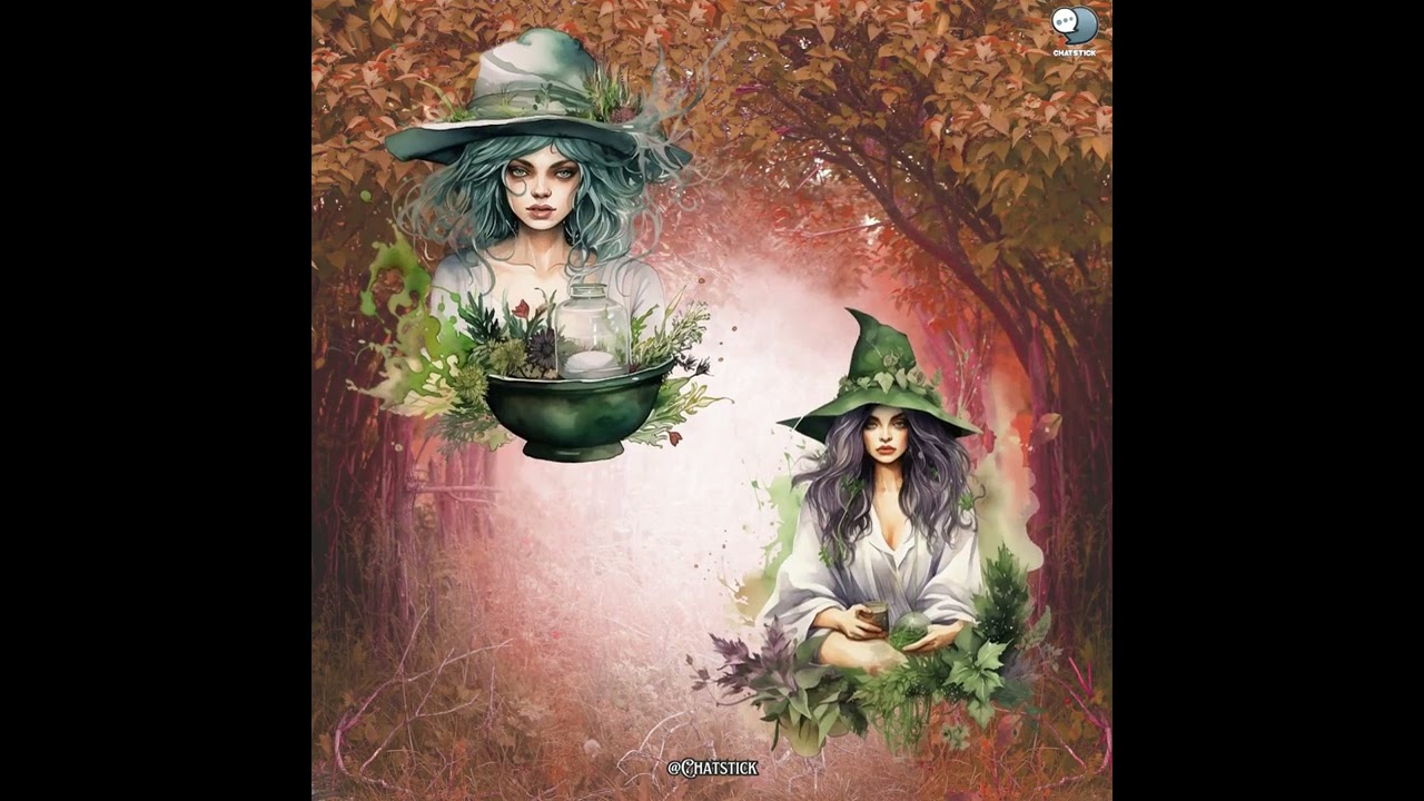 144 Herbal Witches Watercolor Clipart Pack - PNG Printable Cliparts with Transparent Background