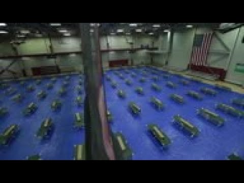 Cots set up for military personnel in San Antonio