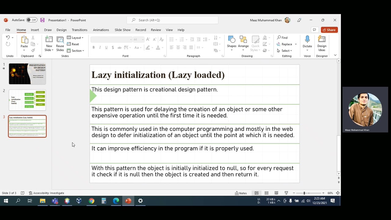 Lazy initialization Design pattern with example code