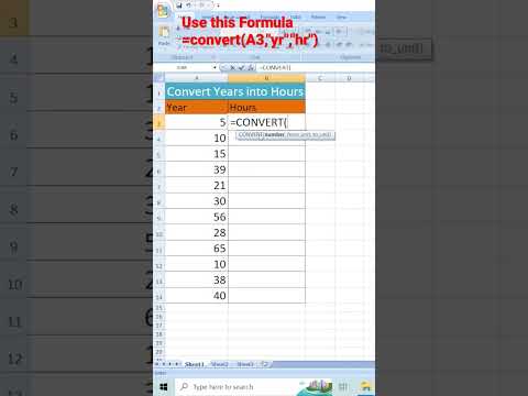 Convert Years to Hours in Excel in Seconds #shorts #ytshorts #viral
