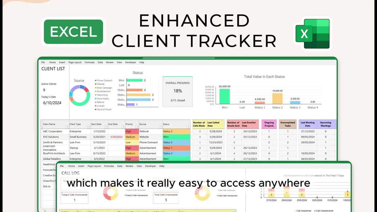 CRM Client Tracker Template - Google sheet & Ms Excel - Openworksheet