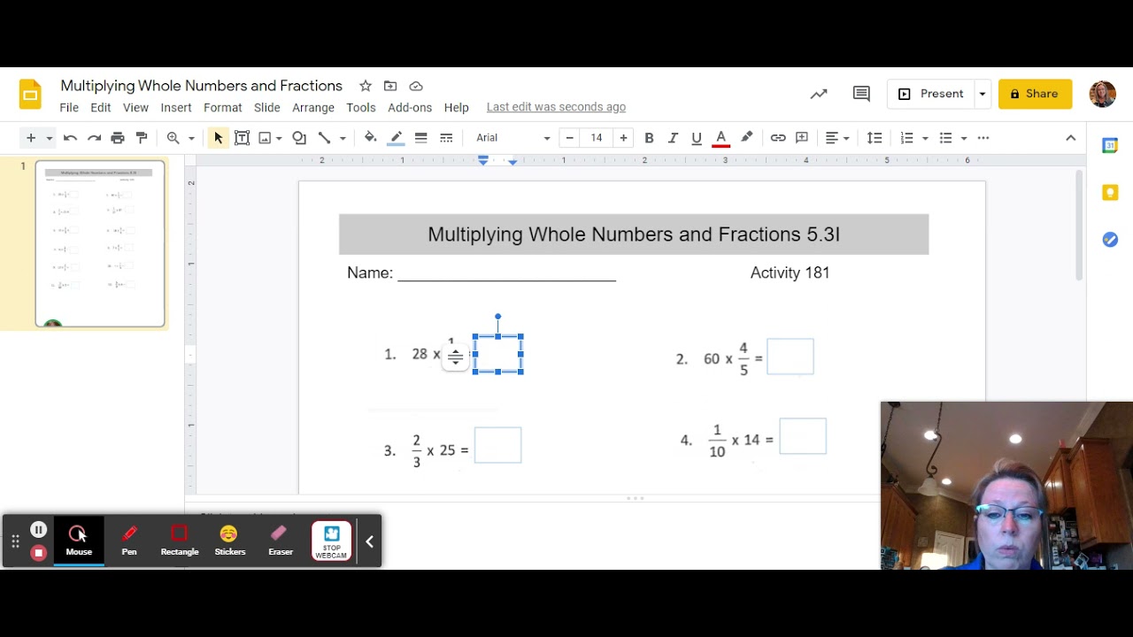 Multiplying Whole Numbers and Fractions - Google Slides