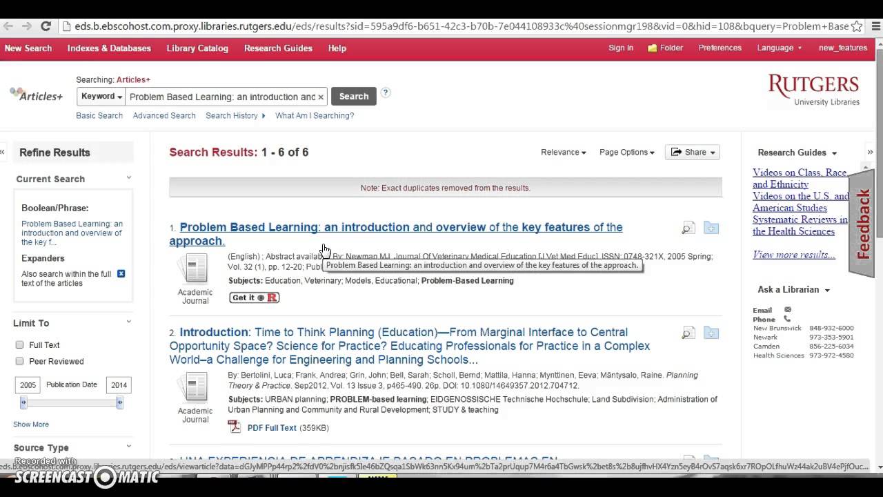 Searching Articles Using the Journal Article Title