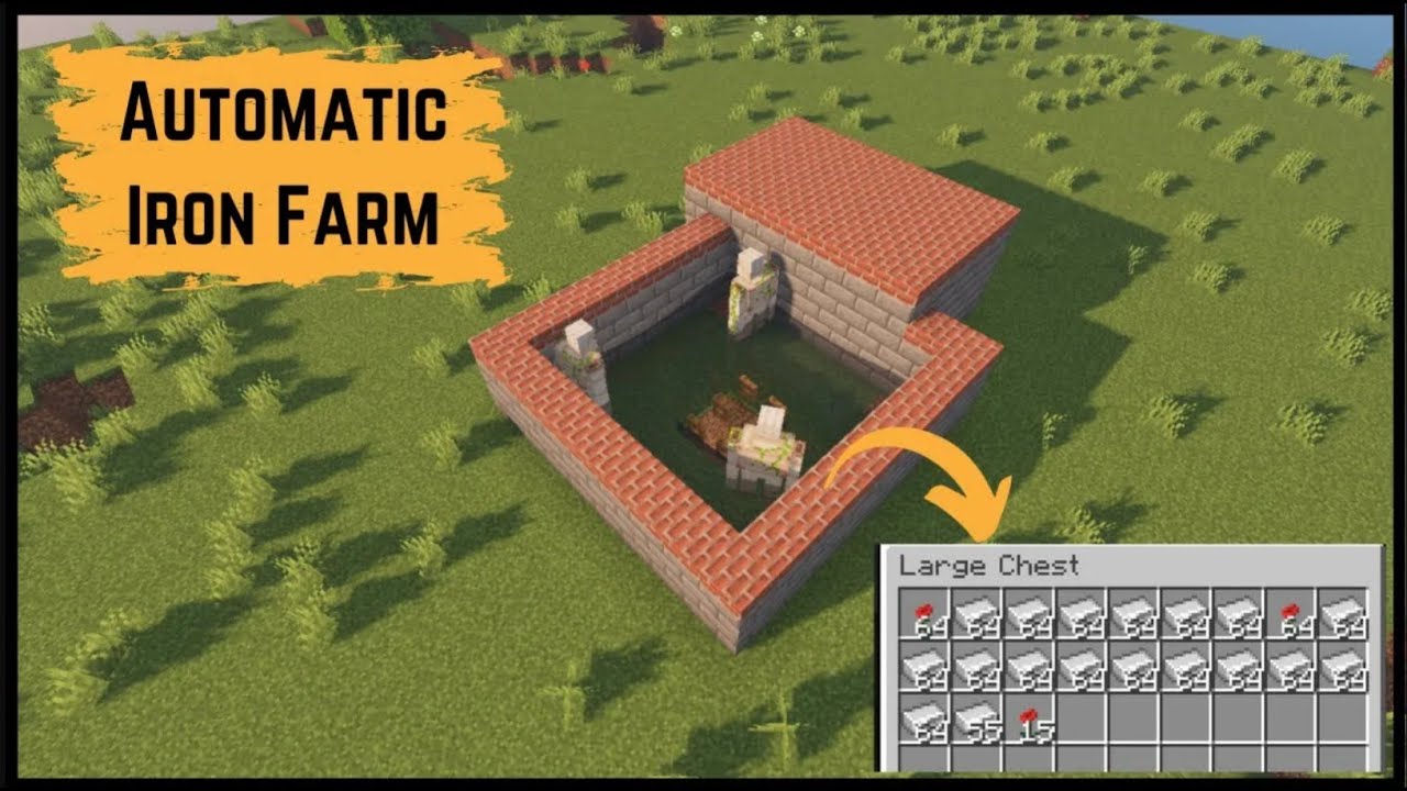 Minecraft : How To Build Iron Farm || Fully Automatic Iron Farm ...