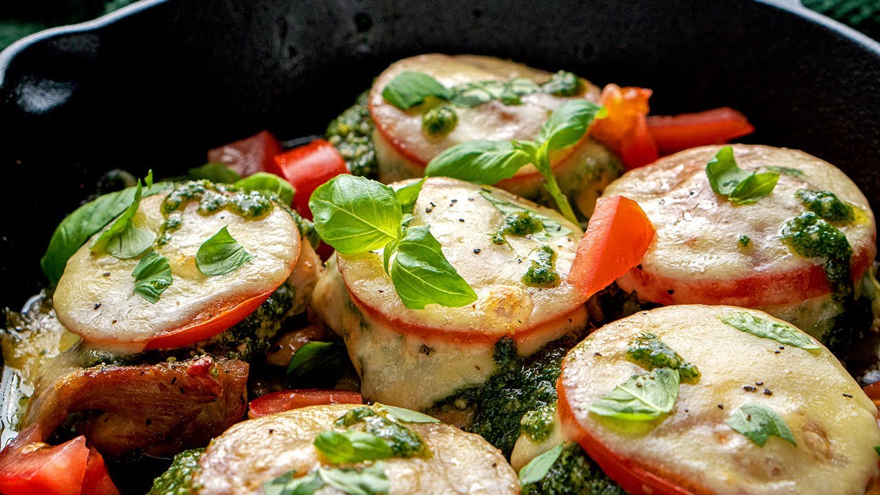 Keto Caprese Chicken Thighs [Tomato & Basil Flavor Bomb]