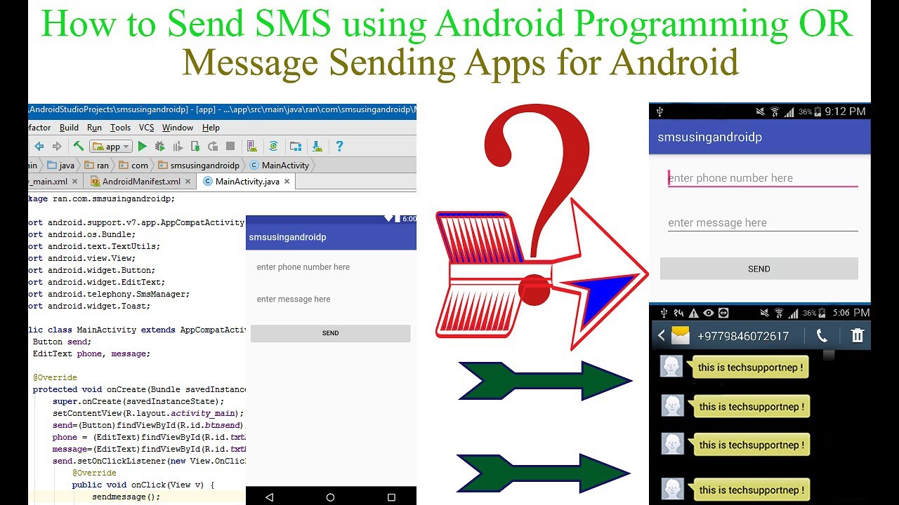 How to Send SMS using Andorid Programming? | Message Sending Apps for Android [With Source Code]