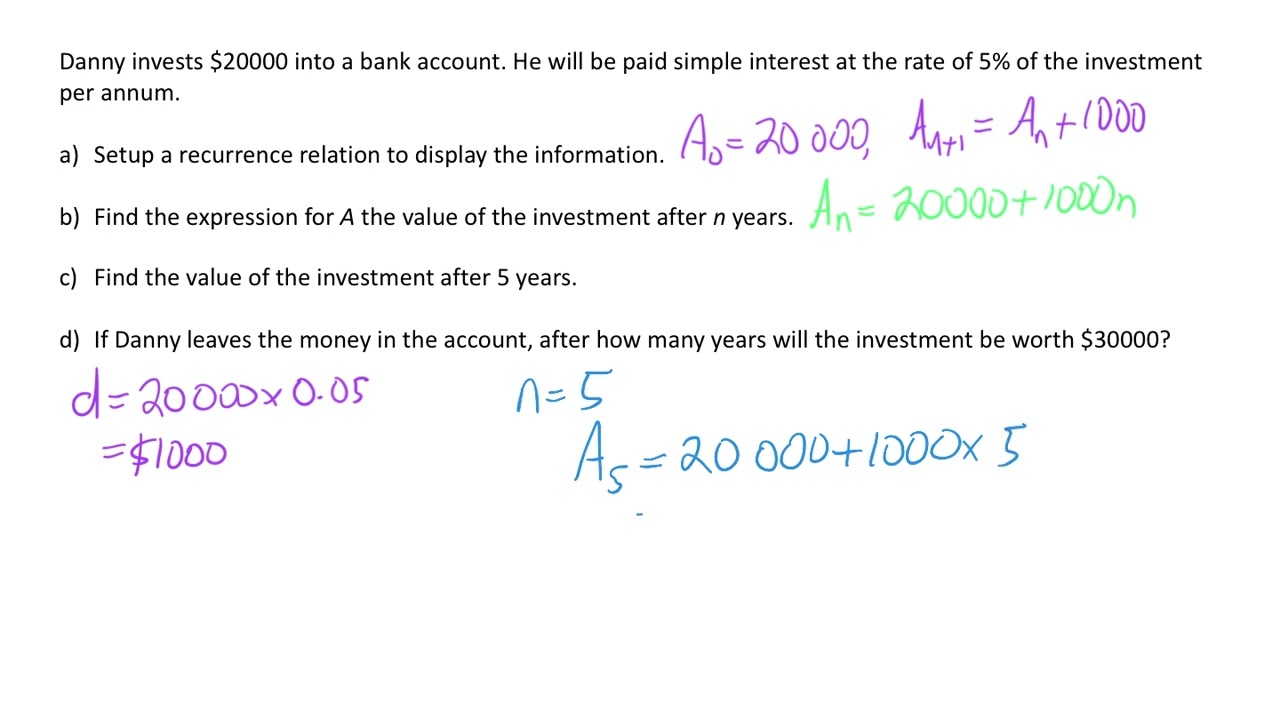 Arithmetic Sequence - Practical Application Simple Interest