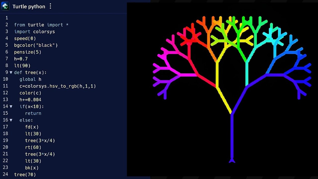 Python Turtle Tutorial | Create a awesome tree | #python #turtle