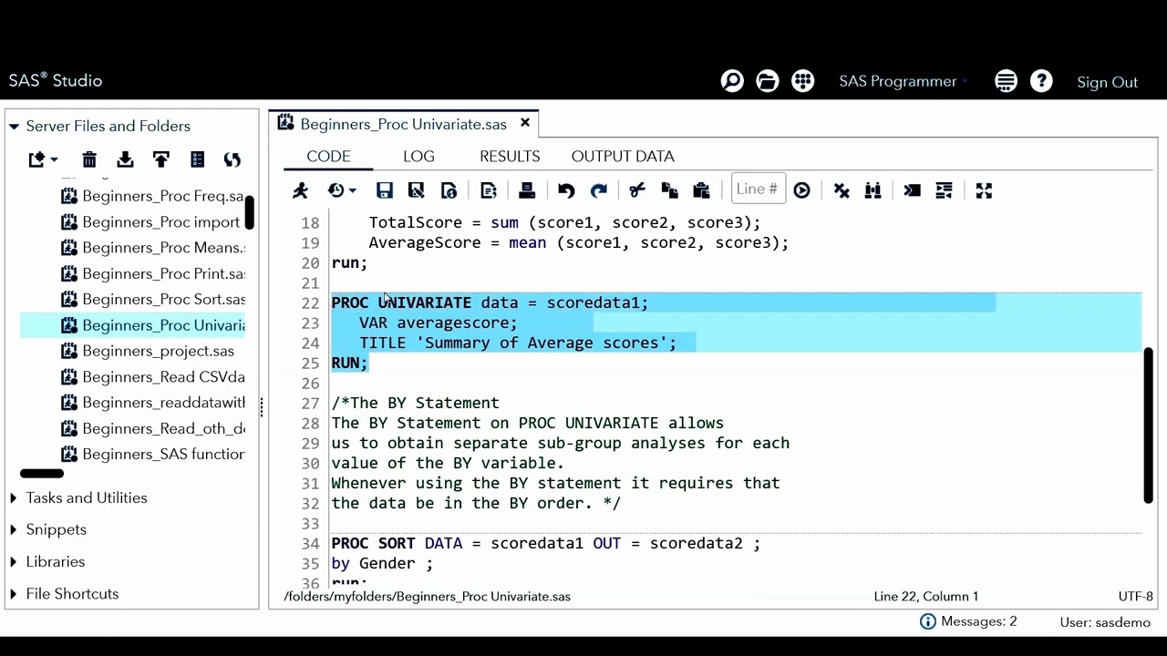 SAS BASE certification prep course for SAS Beginners: Proc Univariate