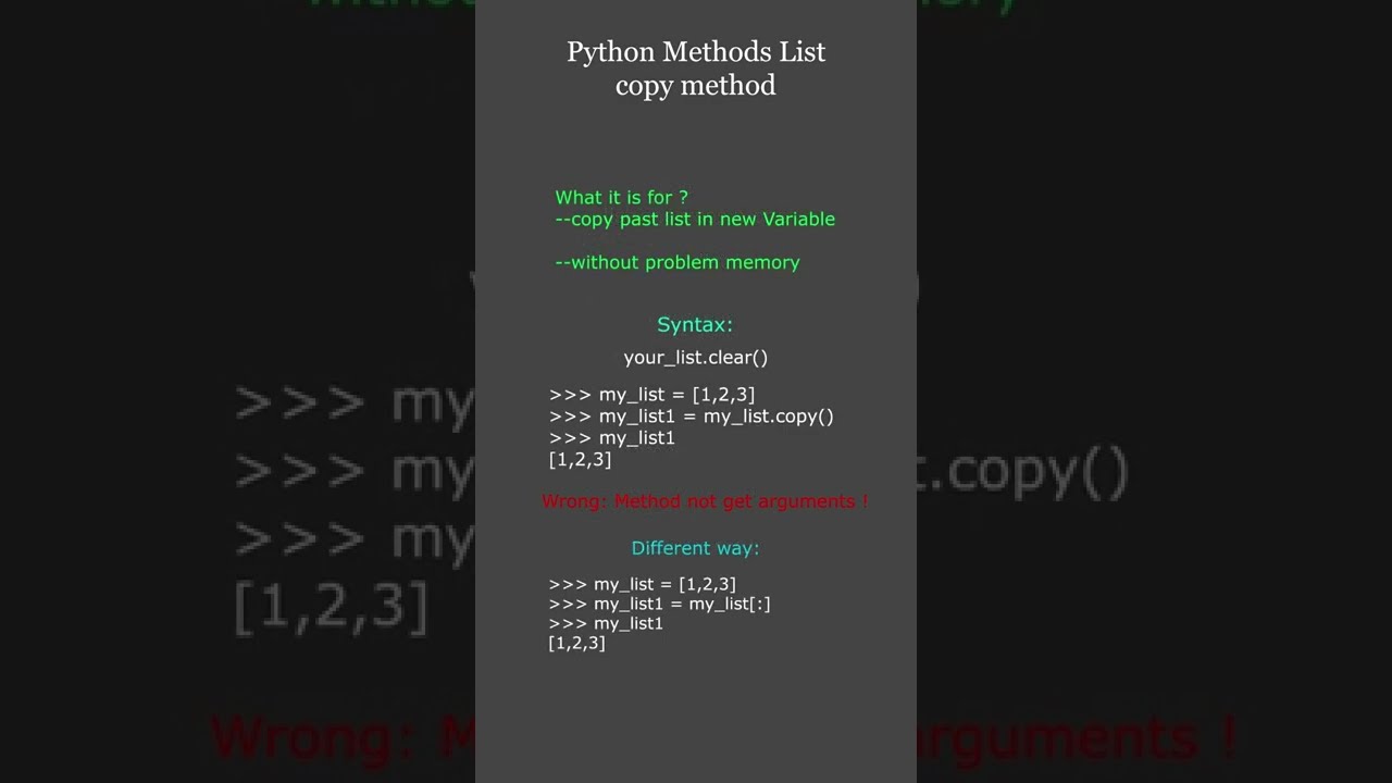 How copy list ( copy Method - List Methods Python )