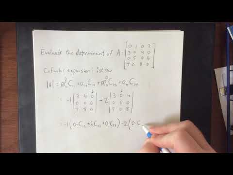 Finding the determinant of a 4x4 matrix using cofactors expansion