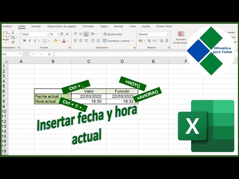 Excel. Insertar Fecha y Hora actual