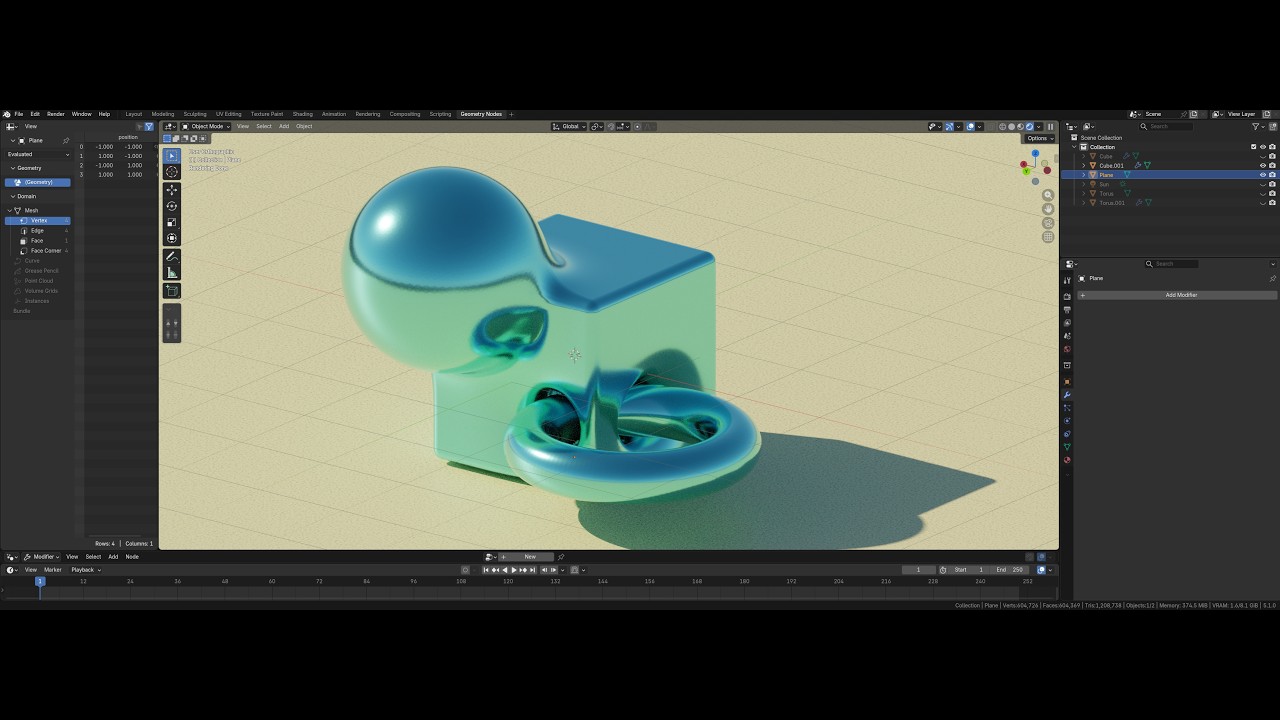 Combining objects with SDF's + Smoothing Tutorial Blender Geometry Nodes