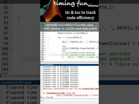 MATLAB: tic and toc to track/increase efficiency