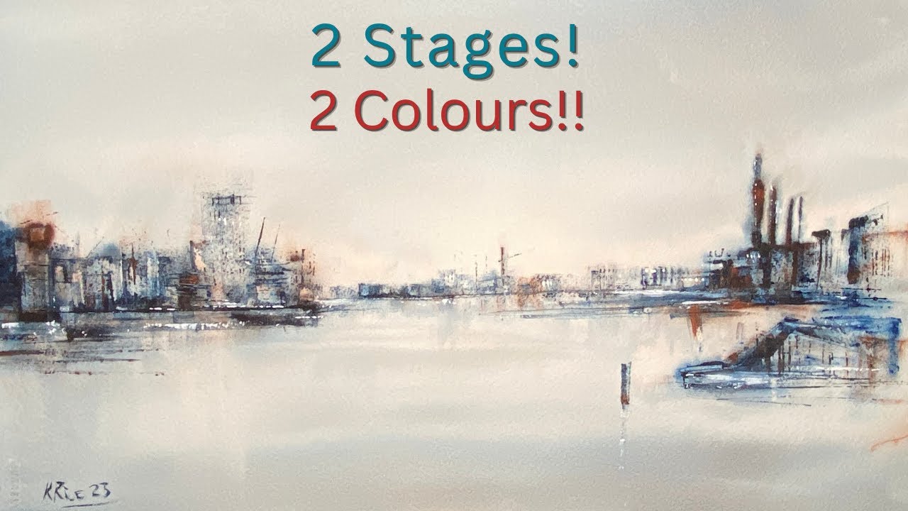 Atmospheric Abstract Watercolour Tutorial In TWO Stages! Using TWO Colours!!