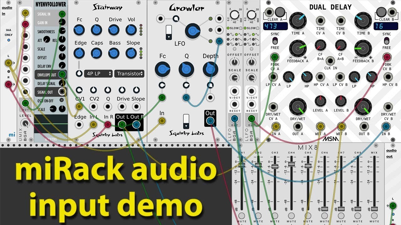 miRack audio input demo iOS modular synth free sounds by Roikat at patchstorage.com