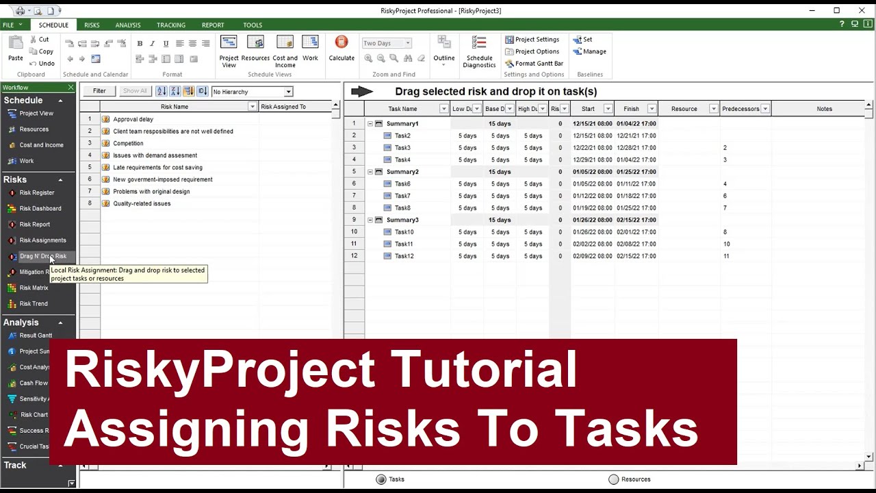 RiskyProject Tutorial: Assigning Risks to Tasks