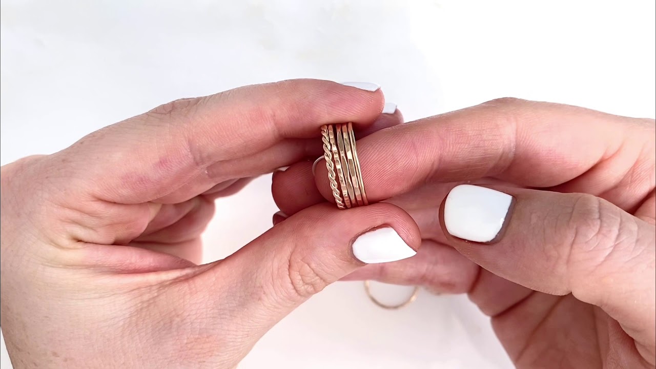 Gold Cross Hammered Stacking Ring