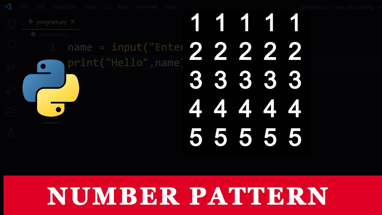Python Program To Print Number Pattern in Square Shape | 03