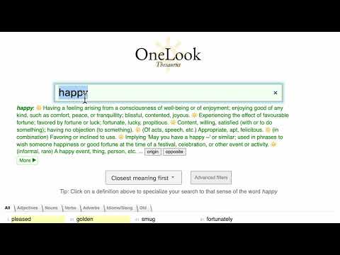 OneLook Thesaurus Search Overview