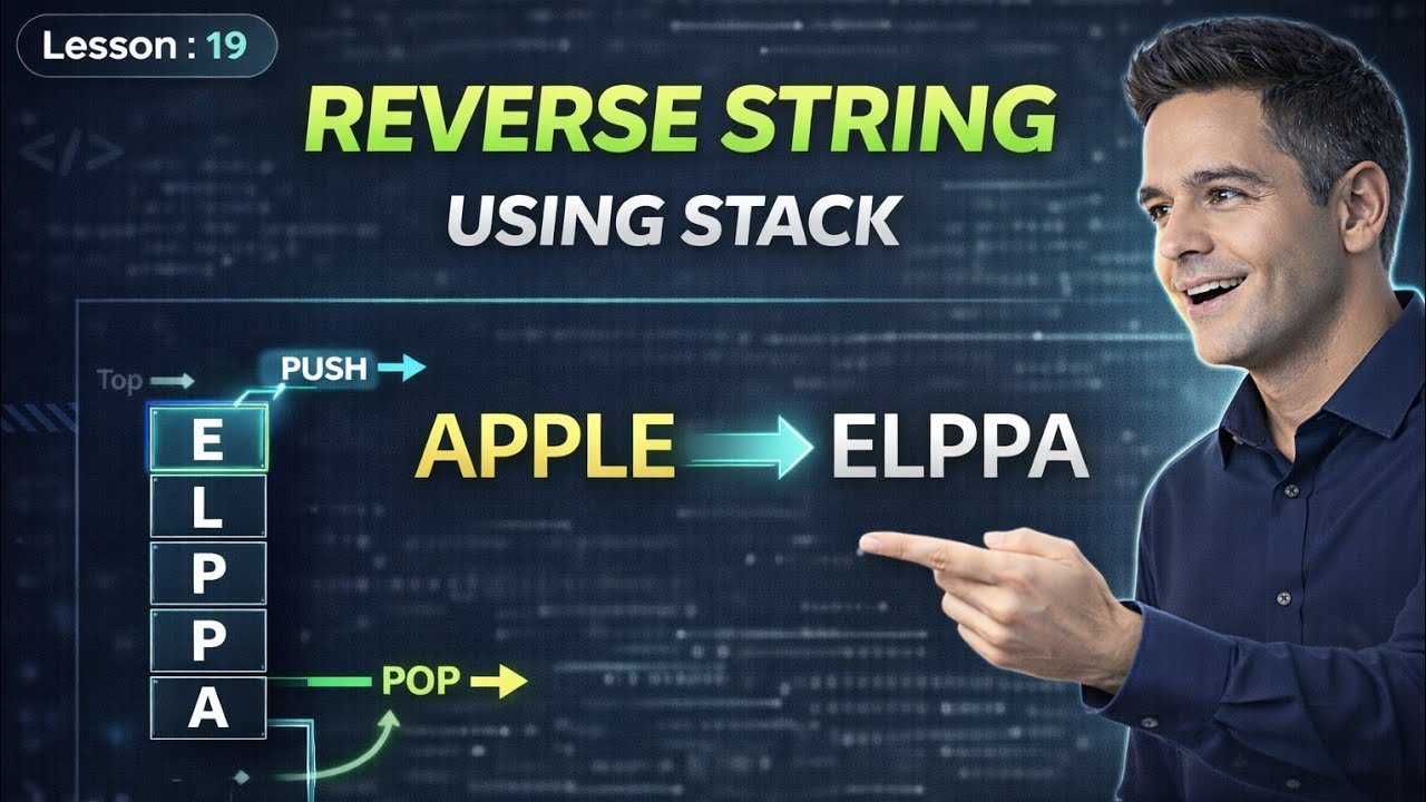 C Program: Reverse String Using Stack (DSA) - Step-by-Step Implementation