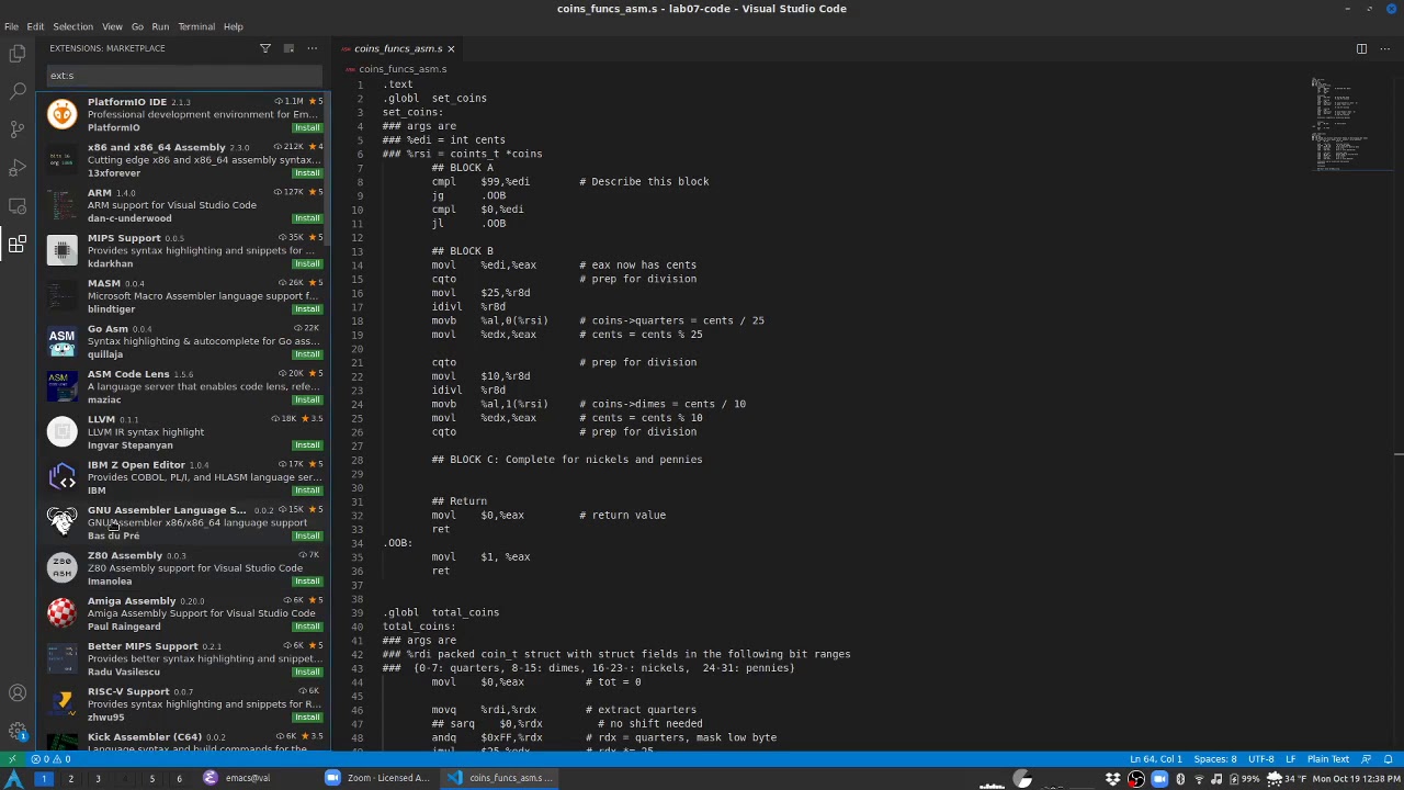 2021 VS Code assembly mode