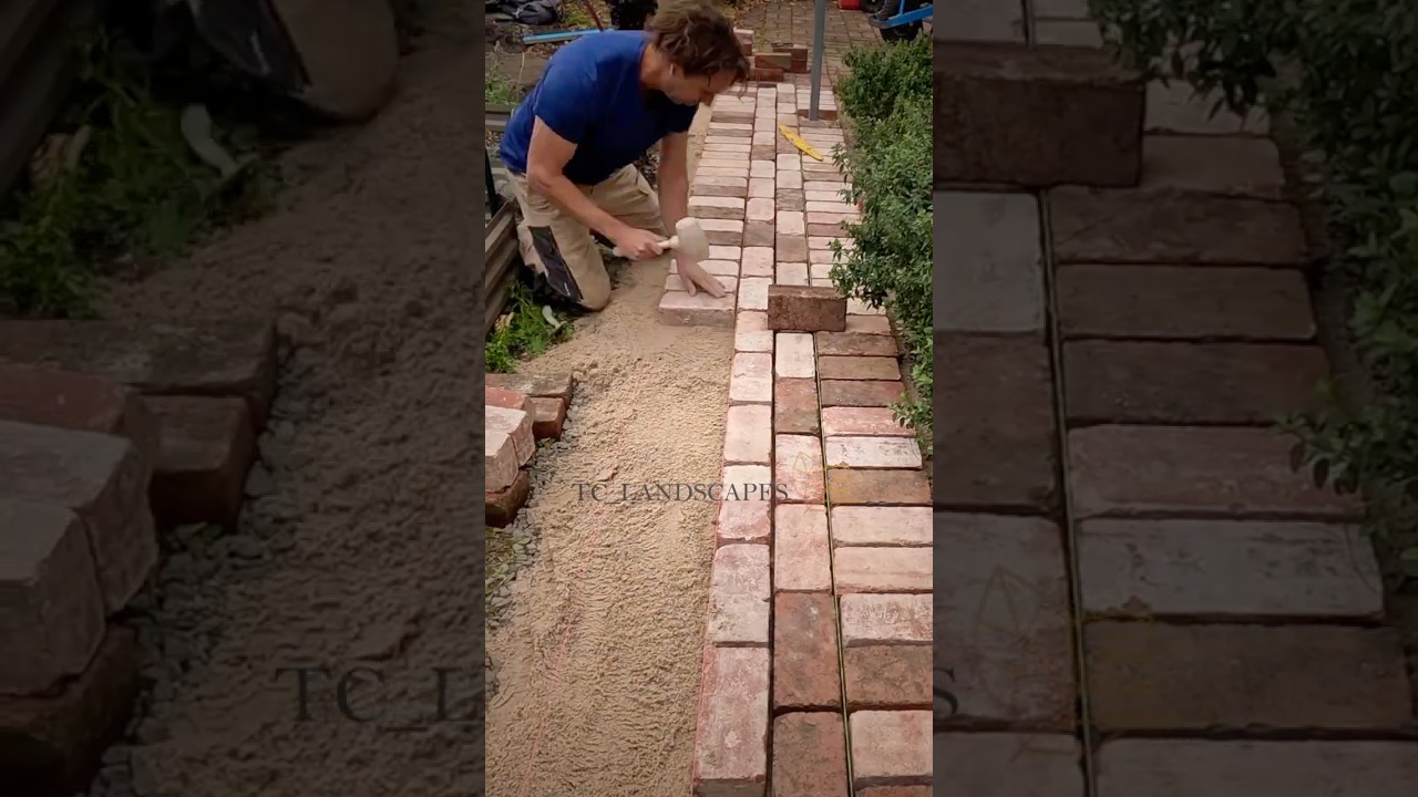 Paving with mixed bricks #brickpaving #diy #landscaping