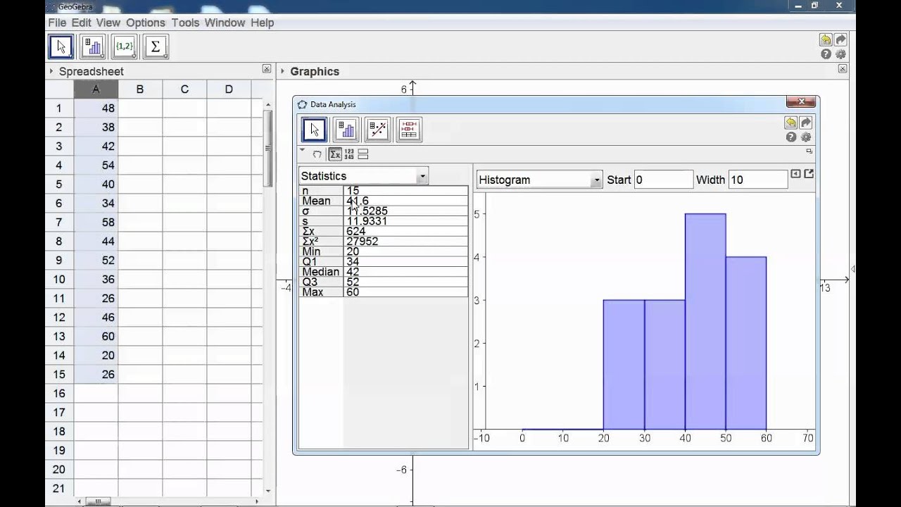 GeoGebra Tutorial: Statistics (data handling)
