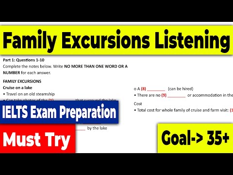 Family Excursions IELTS Listening | IELTS LISTENING | ielts listening test | listening ielts
