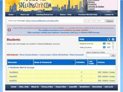 Adding Students - VocabularySpellingCity