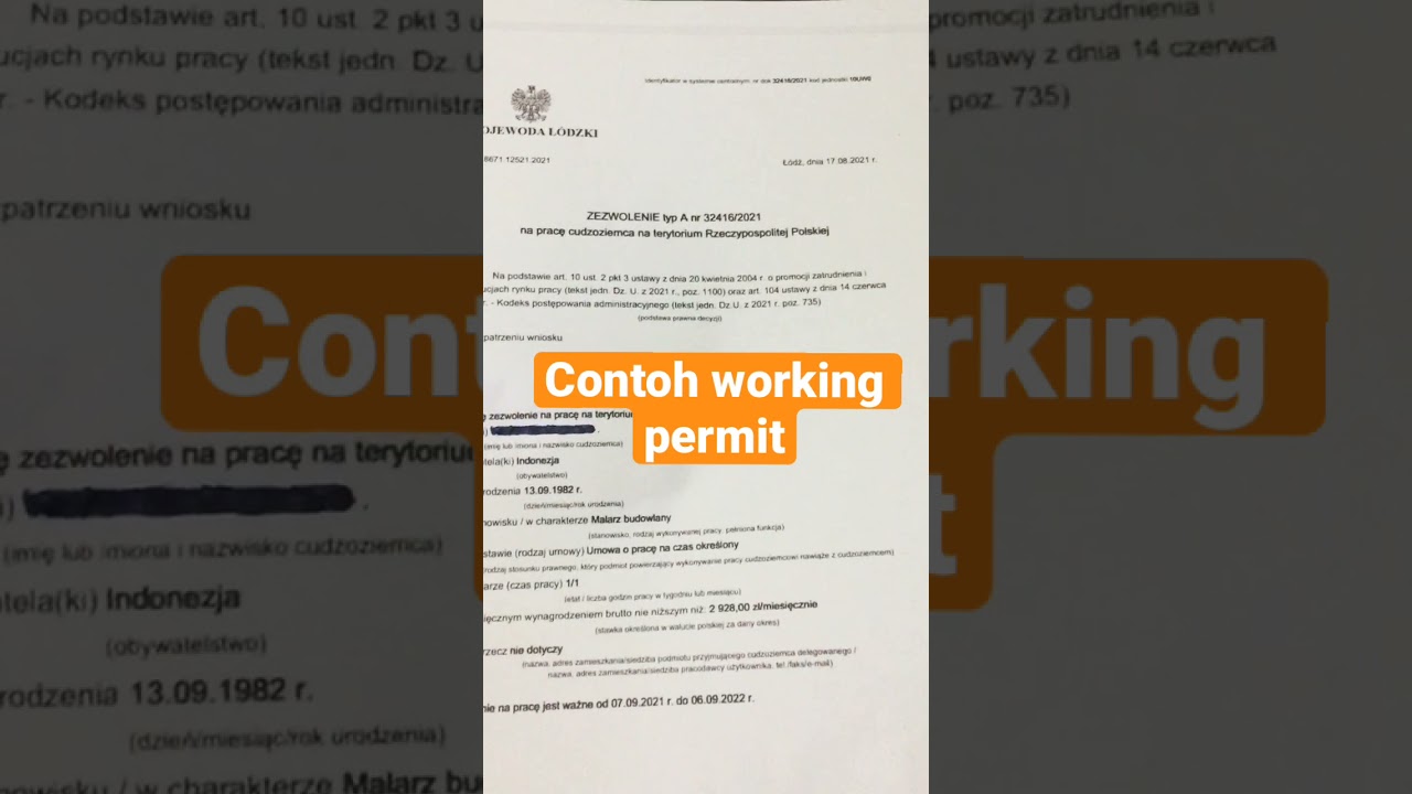 Info kerja polandia || Contoh working permit ( WP ) job polandia