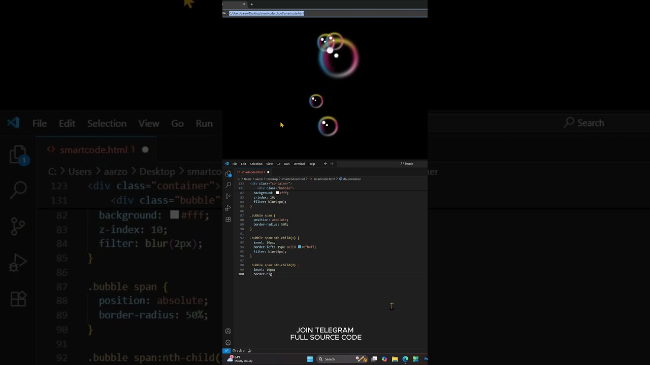 Bubble Animation in HTML CSS JavaScript | Cool Background Animation Effect Tutorial #coding #html