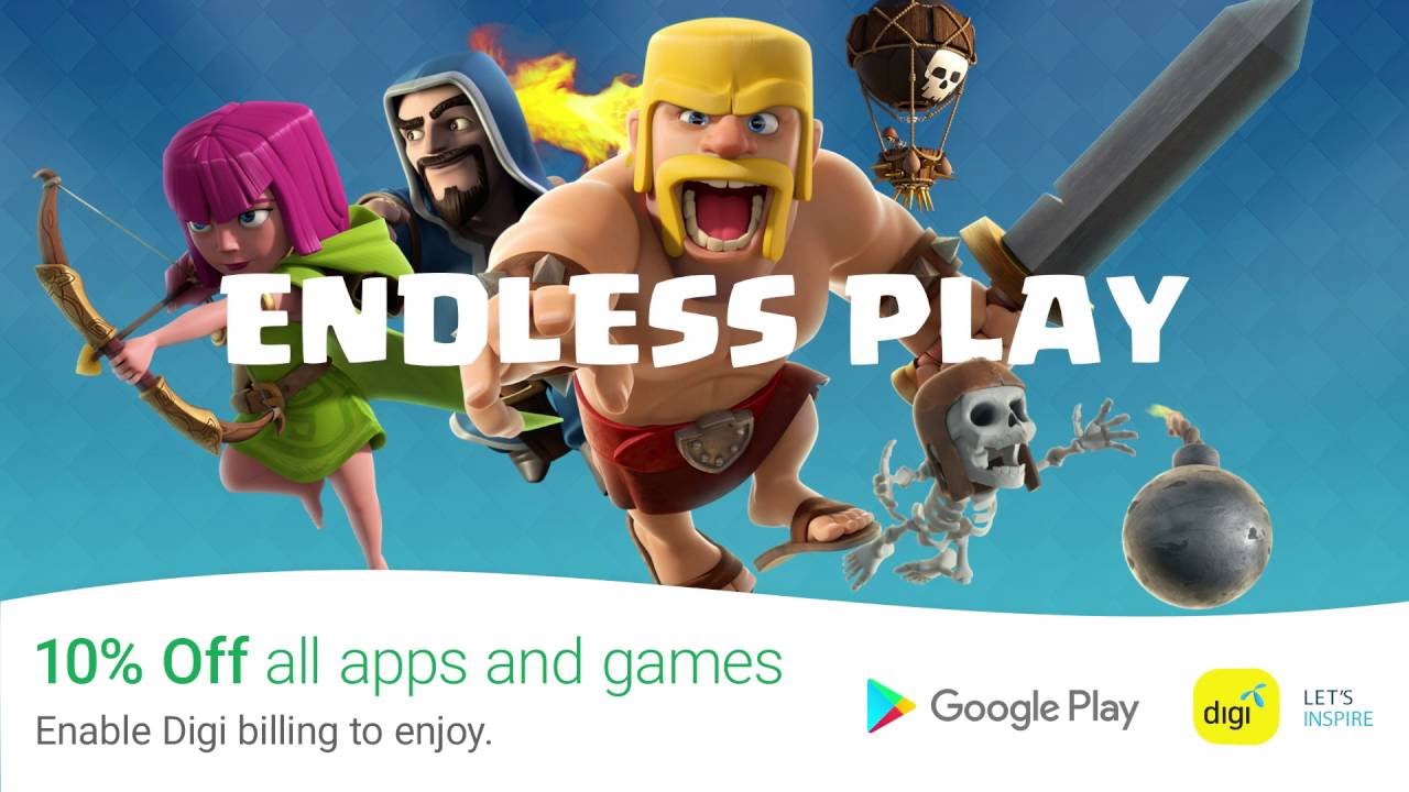 Get 10% off all games and apps on Google Play with Digi billing