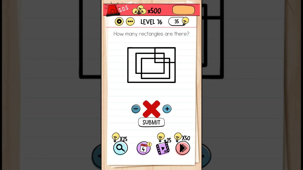 Brain Test Level 76 || How Many Rectangles Are There?