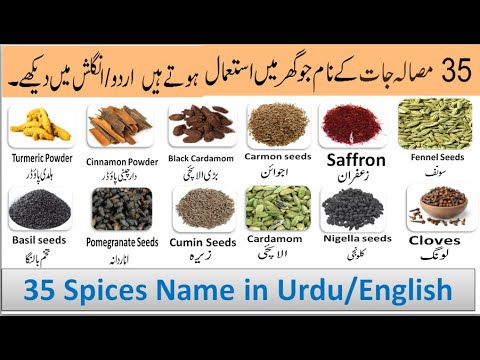 Spices Name | Spices Name in Urdu/ Hindi | Spices Name in English | 35 Masala Jaat in Urdu/English