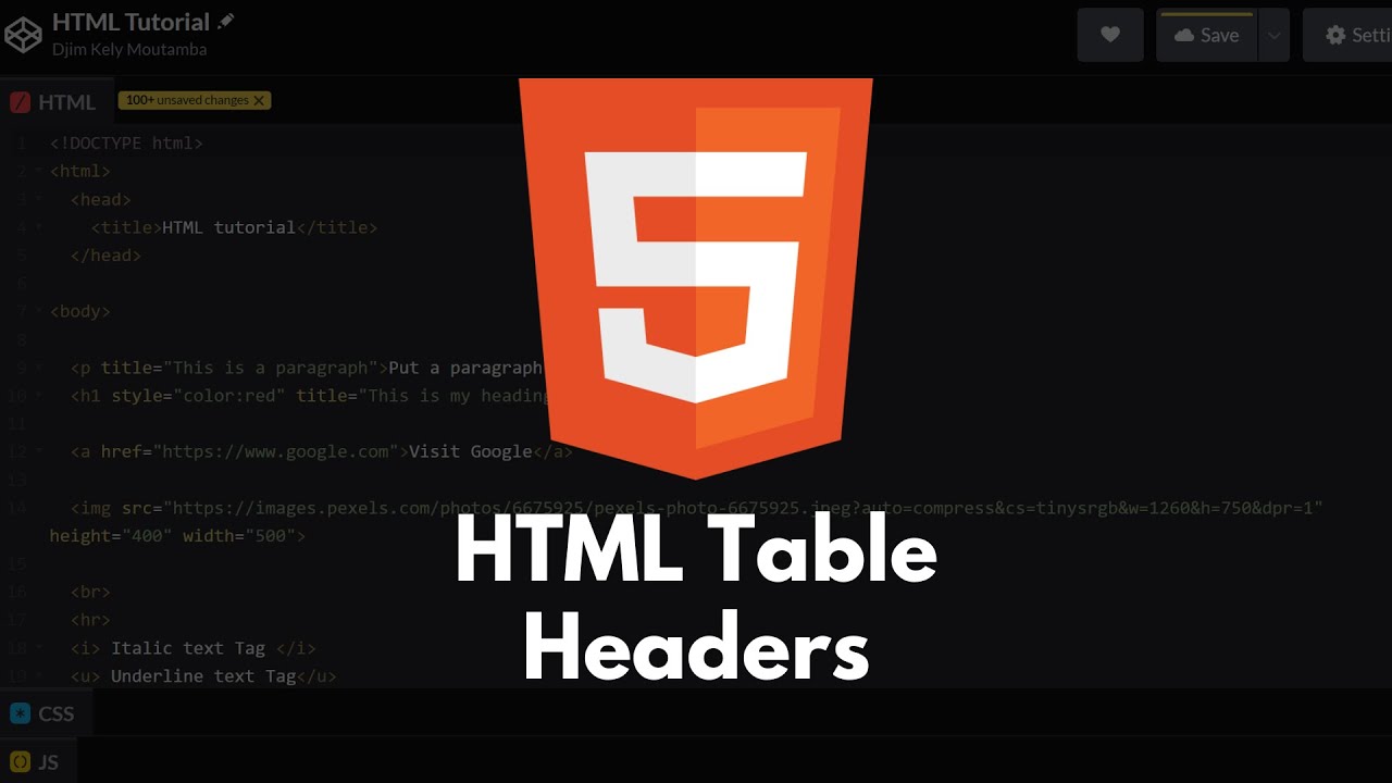 HTML Tutorial #14 - HTML Table Headers | HMTL Table Captions | Vertical HTML Table Header