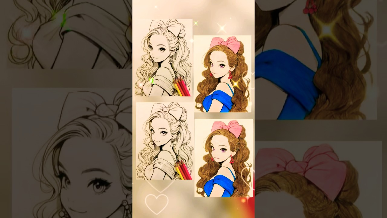 Purple eyes girl before after.35 #anime #coloring #shorts