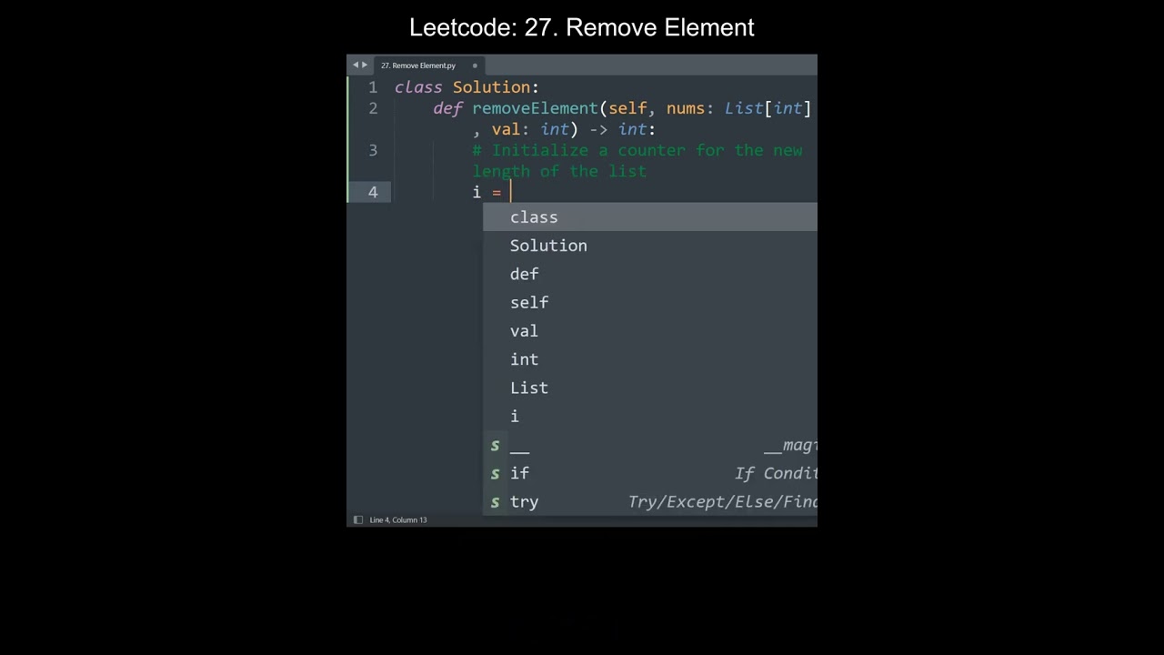 Leetcode 27. Remove Element in Python | Python Leetcode | Python Coding Tutorial | Python Code ASMR