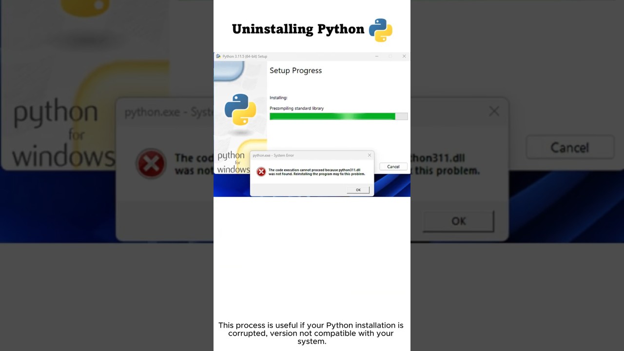 Python installation error: Uninstalling Python after an incomplete or corrupted installation