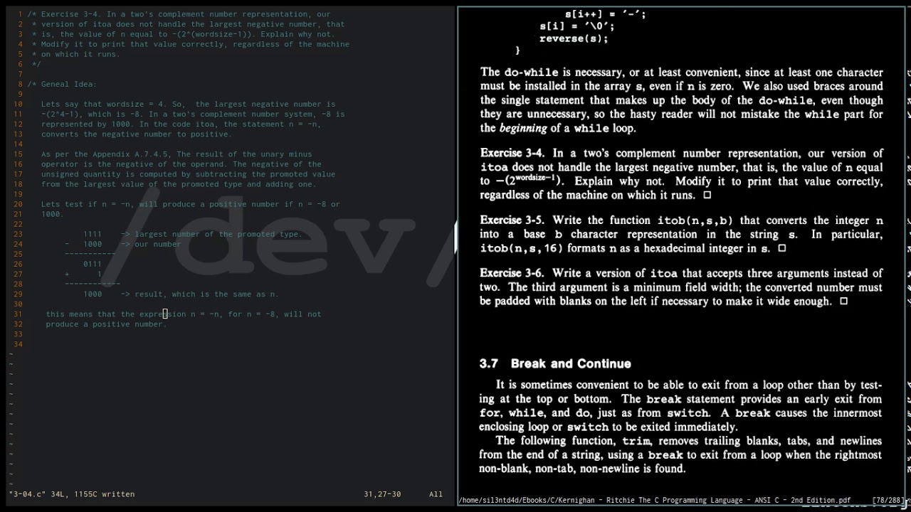 K&R Exercise 3-4 Solution
