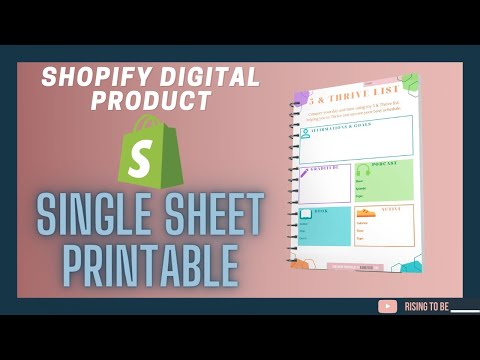Single Sheet Printable - Shopify Digital Product PDF Tutorial | Risingtobe.com ????