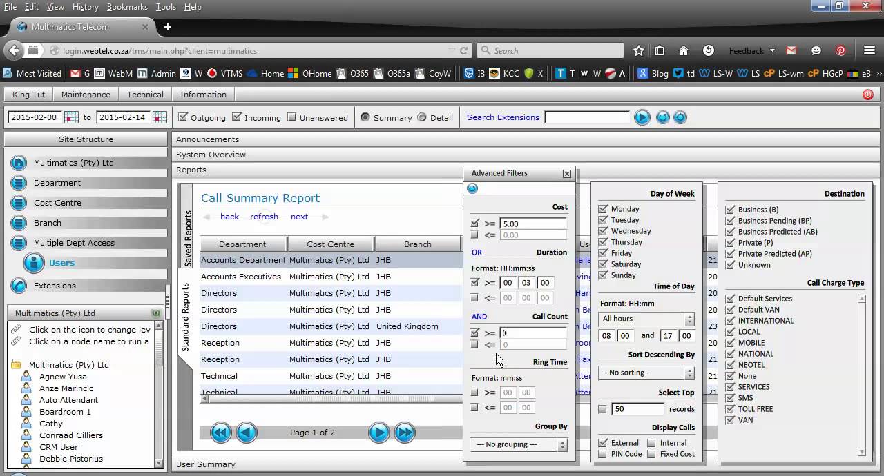 Advanced filter toggle