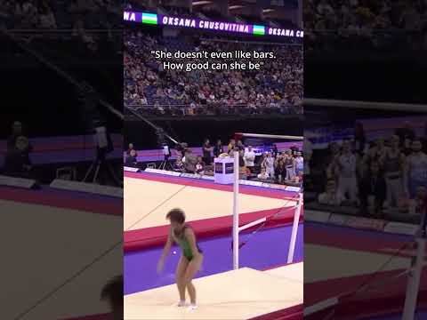 She is also 44 years old in this video😳 #gymnastics #unevenbars #exhibition