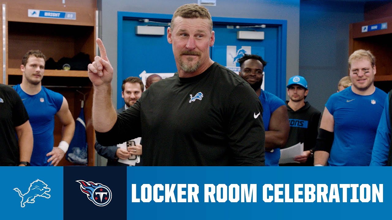 Lions vs. Titans postgame locker room celebration - The Den