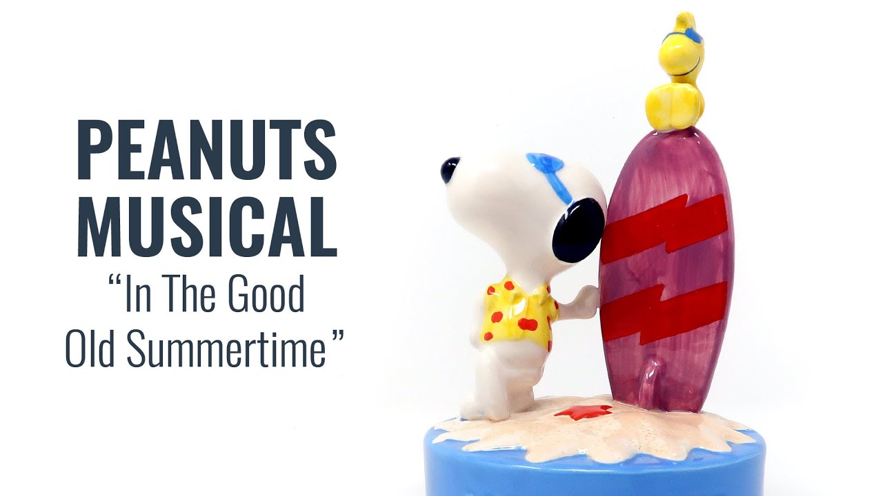 Cowabunga! Surfer Snoopy and his beach buddy, Woodstock - Peanuts Musical Figurine | CollectPeanuts