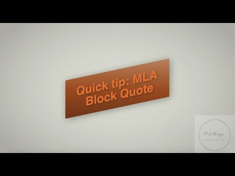 QuickTip for Students: MLA Block Quote