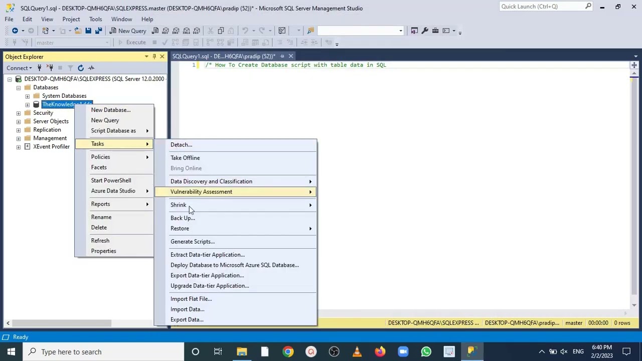 How To Create Database Script with Table Data in SQL Server ?