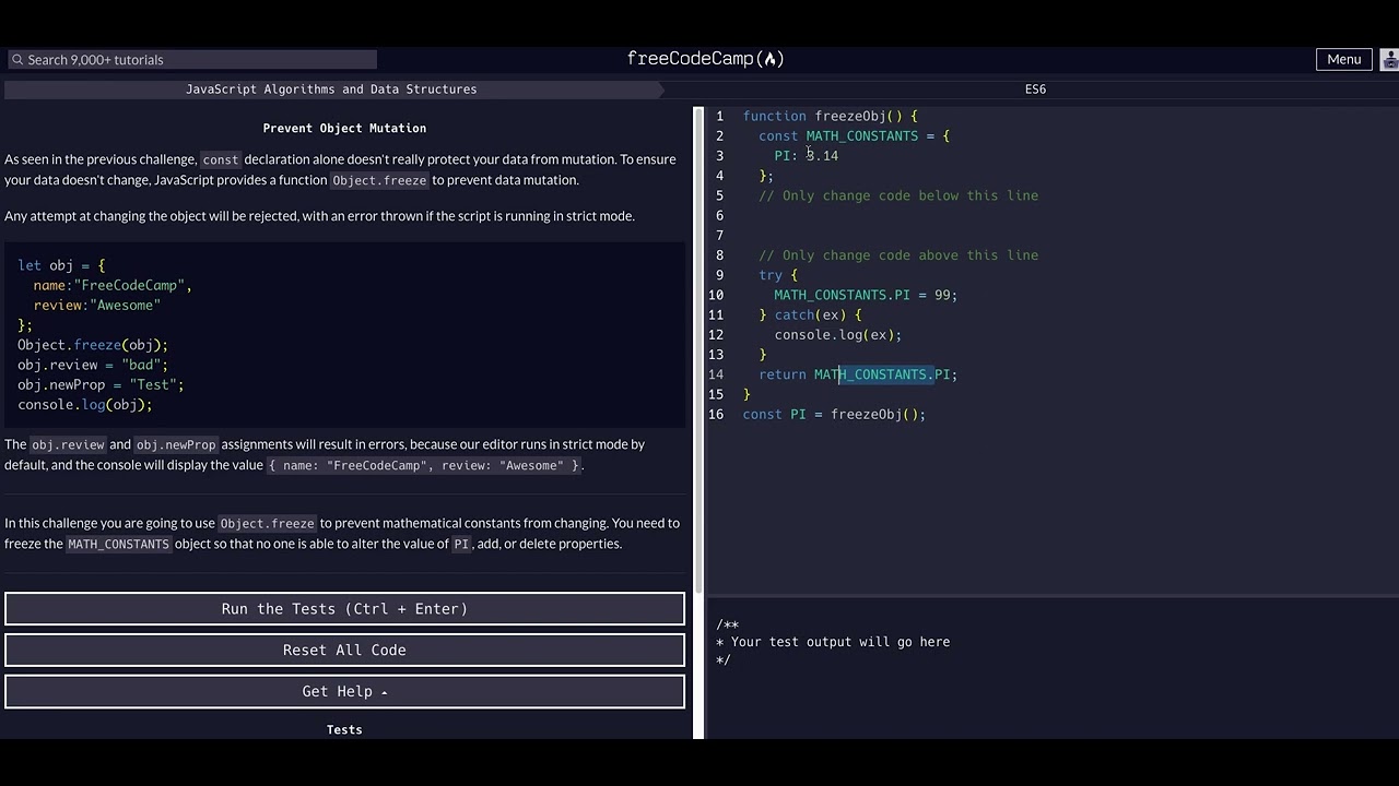 03 Prevent Object Mutation- FreeCodeCamp Solution - ES6 Javascript Algorithms & Data Structures FCC