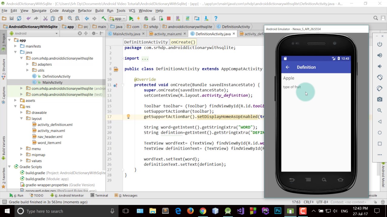 Create Android Dictionary With Sqlite Part 7 Toolbar